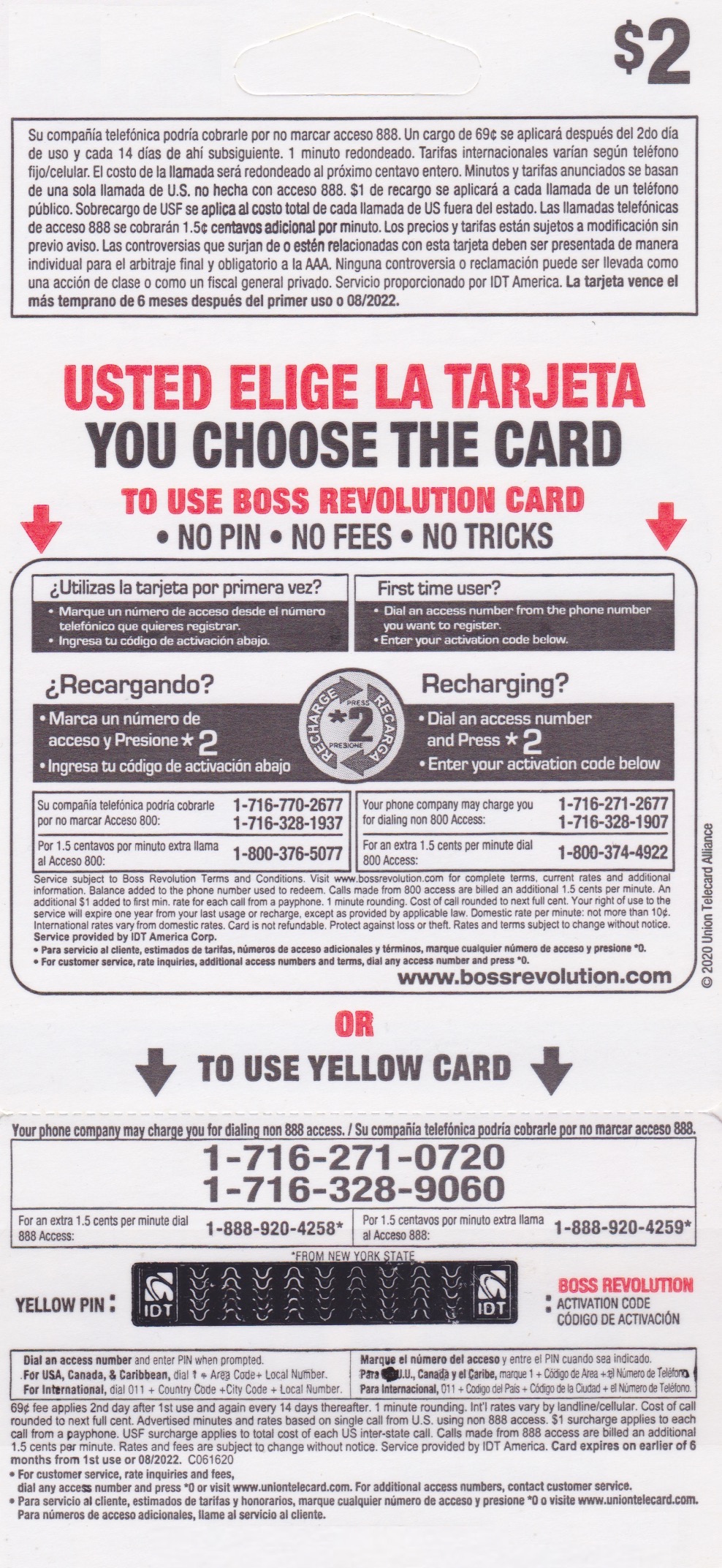 Yellow Back Phone Card NY Yellow Back Phone Card NY